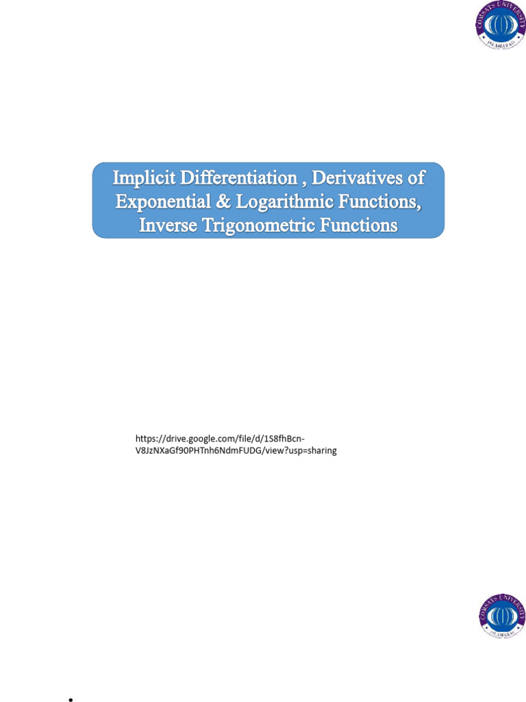 Lecture#17 Implicit Differentiation | PDF | Function (Mathematics ...