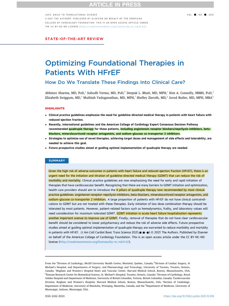 Optimizing Foundational Therapies in HFrEF - 1 | PDF | Heart Failure ...