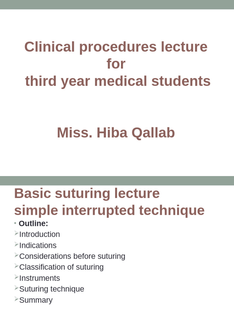 Clinical Procedure12 Suturing And Injections Pdf Surgical Suture