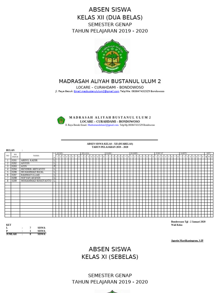 ABSEN SISWA | PDF