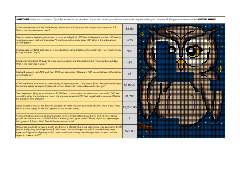 Norbin Figueroa Diaz - 6th Grade Integers Word Problems - Digital Pixel ...