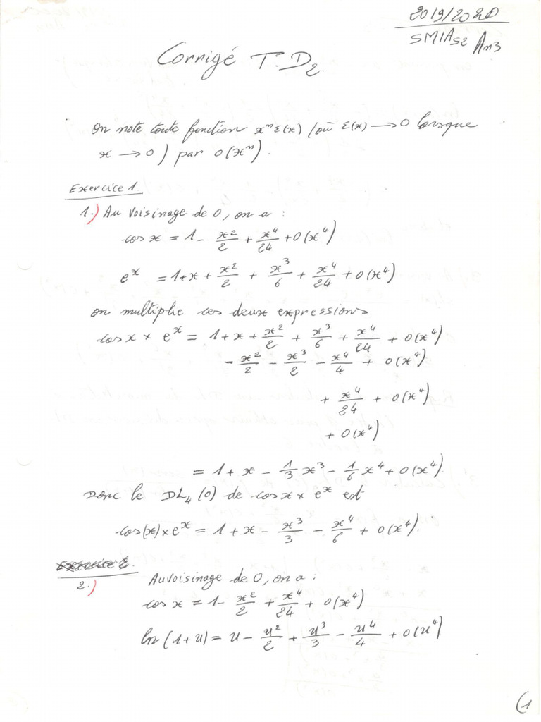 Analyse 3 TD2 Correction | PDF