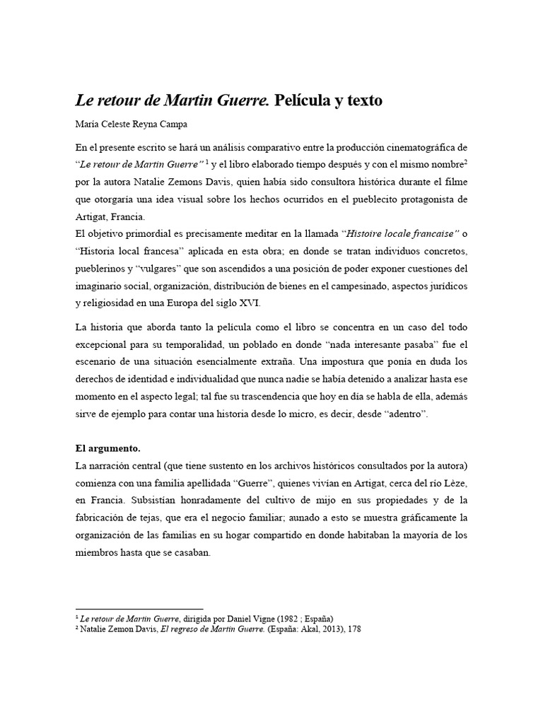 Análisis de "Le retour de Martin Guerre" | PDF