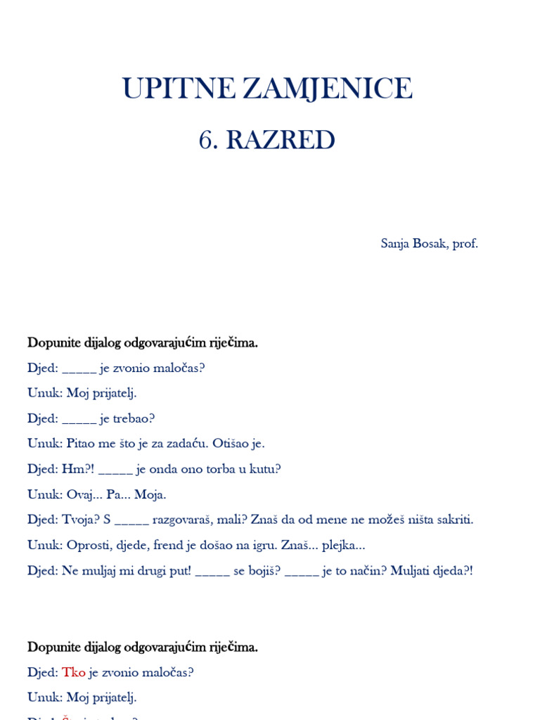 Upitne Zamjenice | PDF