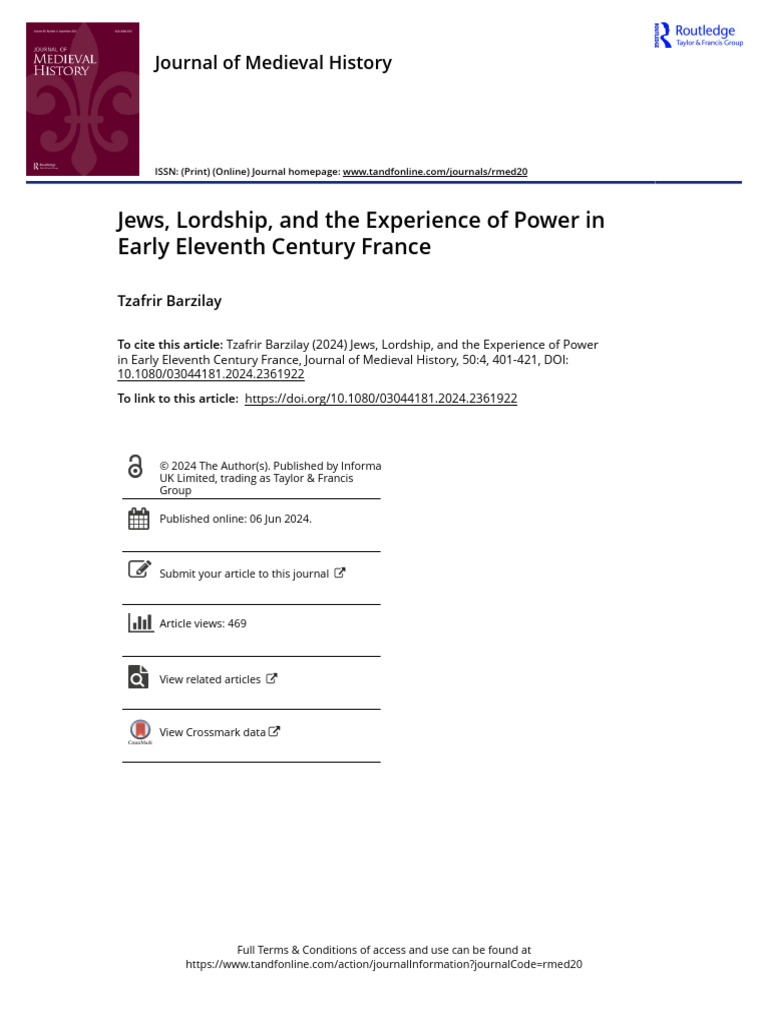 Jews Lordship and The Experience of Power in Early Eleventh Century ...