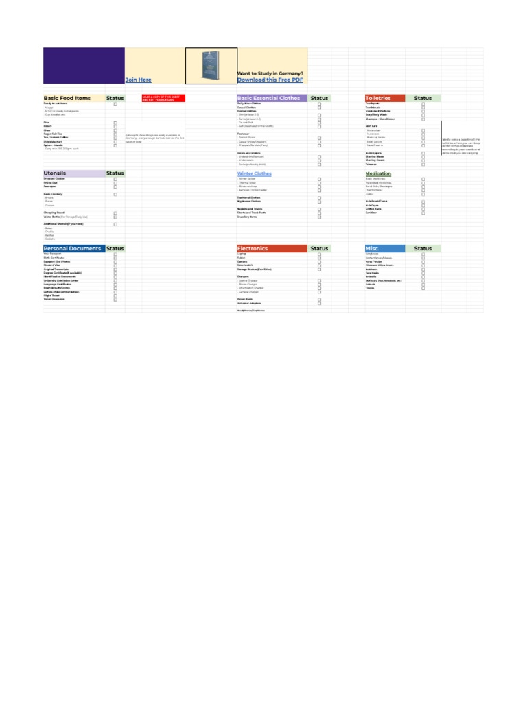 Essential Packing List for Germany | PDF