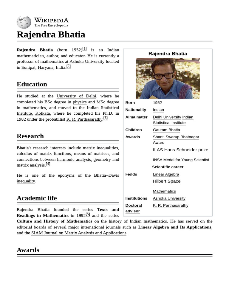 Rajendra_Bhatia | PDF | Mathematics | Algebra