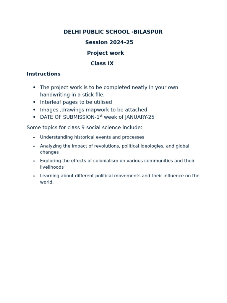 Class IX Project Work | PDF