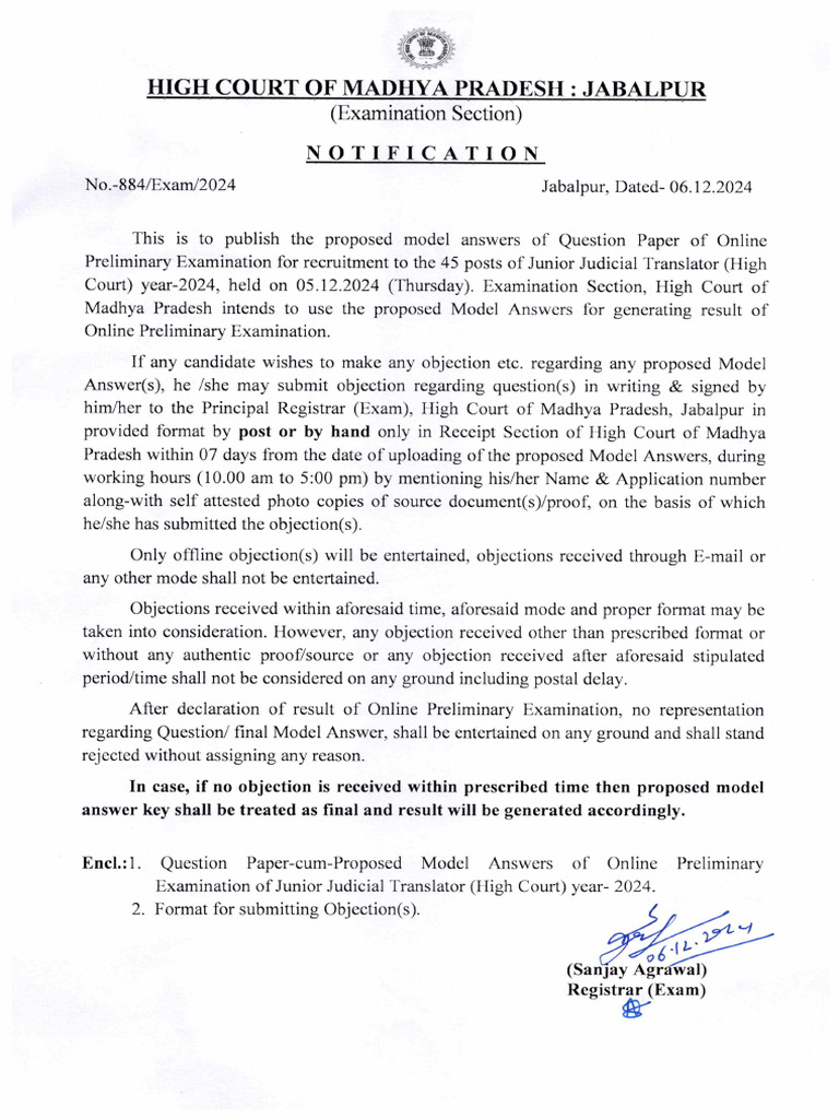 Notification With JJT Model Answer Keys-2024 | PDF | Computer Keyboard | Computing