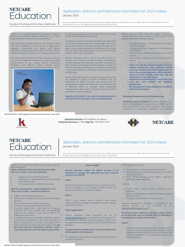 Applicant Information Brochure Jan 2024 | PDF | Nursing | Health Care