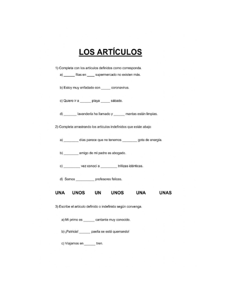 Los Articulos Ejercicio | PDF