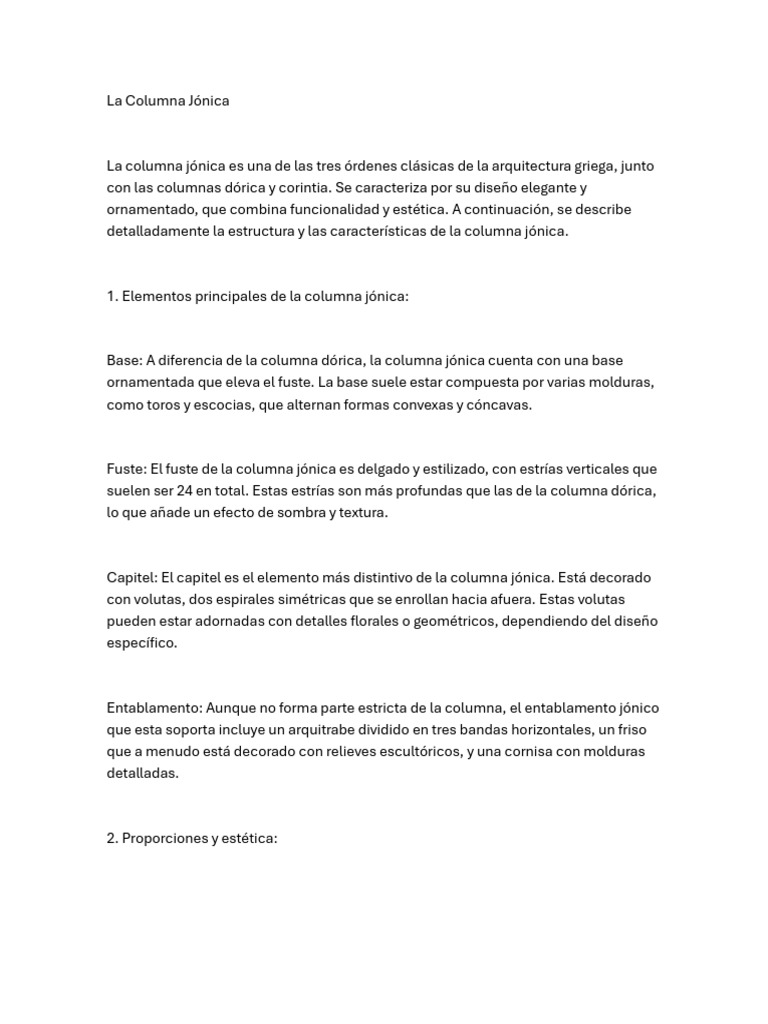 Características de la Columna Jónica | PDF | Columna | Diseño ...