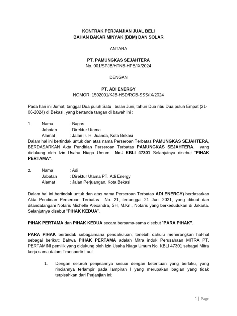 Kontrak Perjanjian Jual Beli | PDF