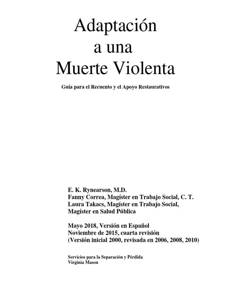 Guía de Duelo por Muerte Violenta | PDF | Depresión (estado de ánimo) | Trauma psicólogico