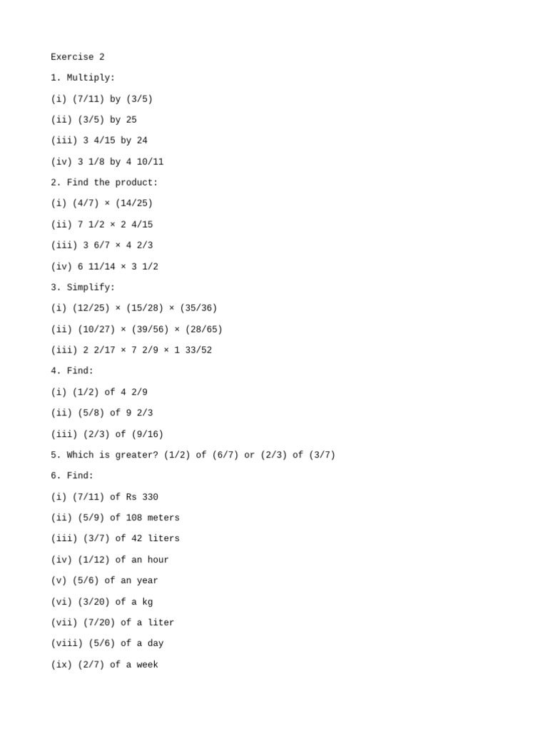 Worksheet Maths Chapter2 | PDF