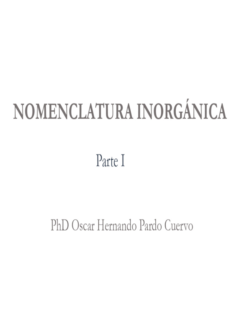 Nomenclatura Inorgánica Parte I | PDF | Óxido | Ácido