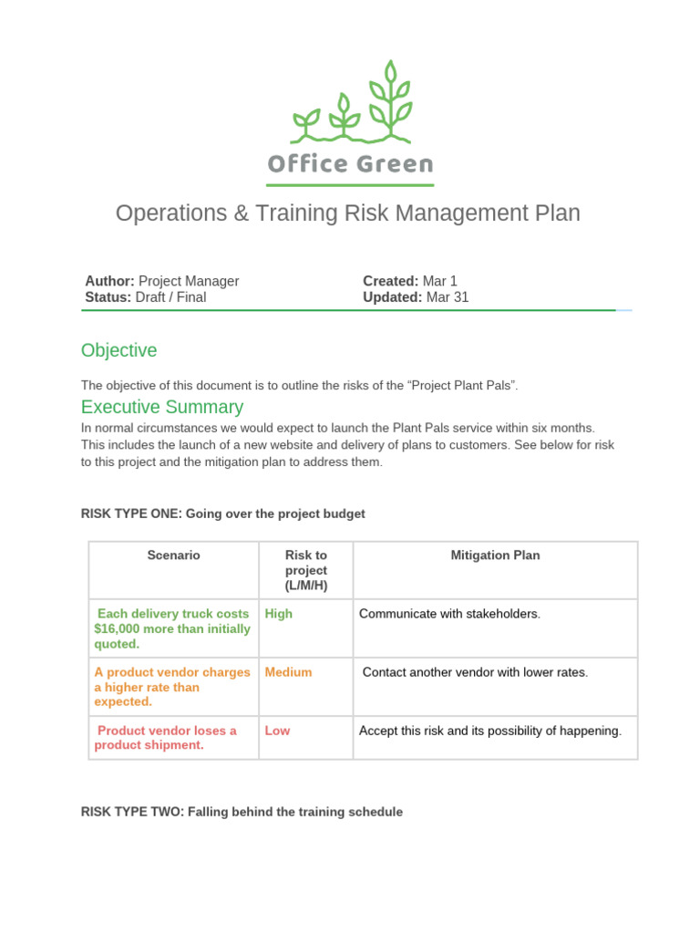 Hgyjzu 3TWCMo2bv951guw Activity-Template - Risk-Management-Plan | PDF ...