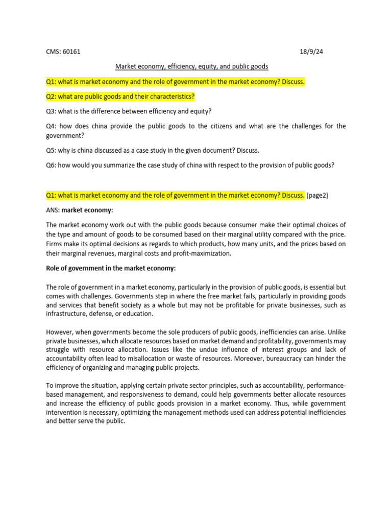 Market Economy and Public Goods Explained | PDF | Goods | Market Economy