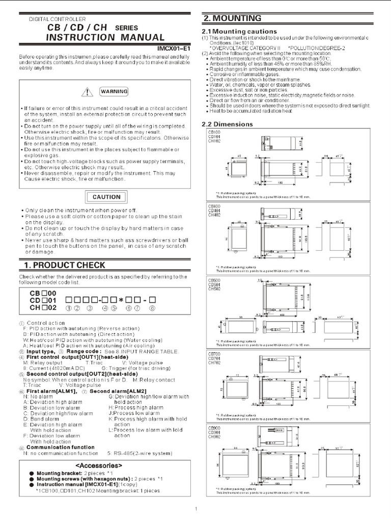CH Series Temperature Controller User Manual | PDF