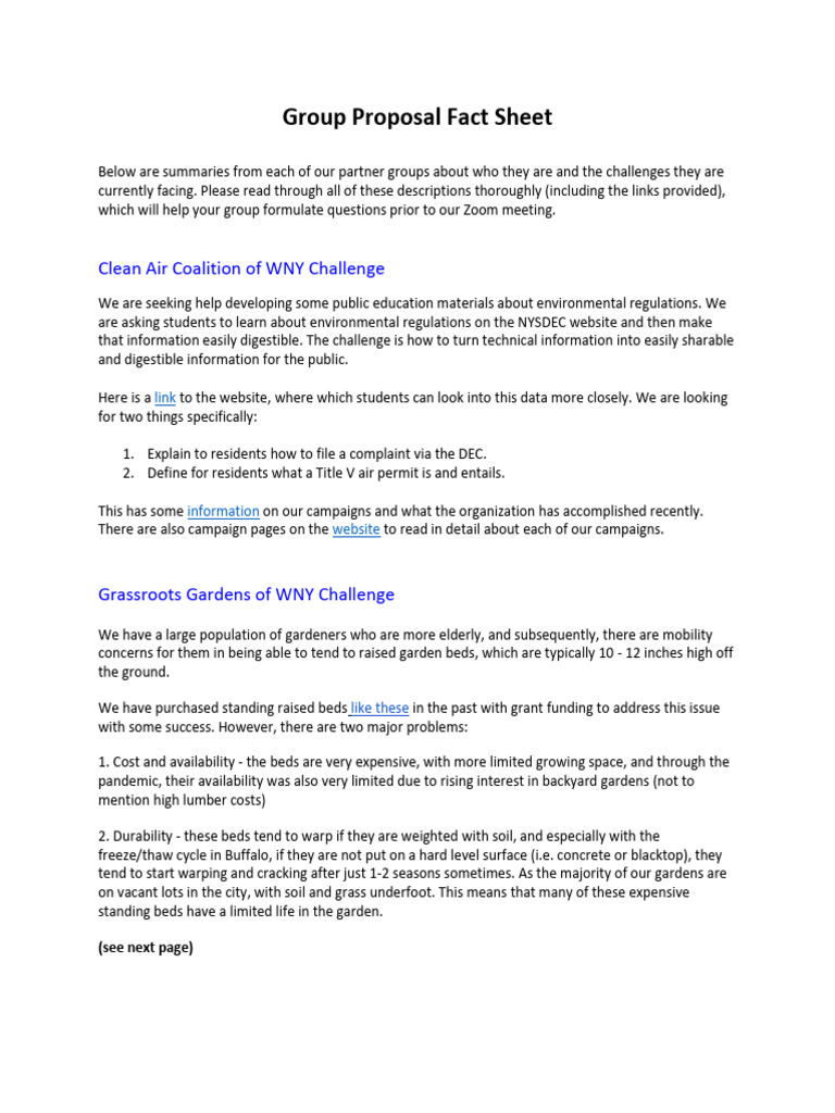Group Proposal Fact Sheet | PDF