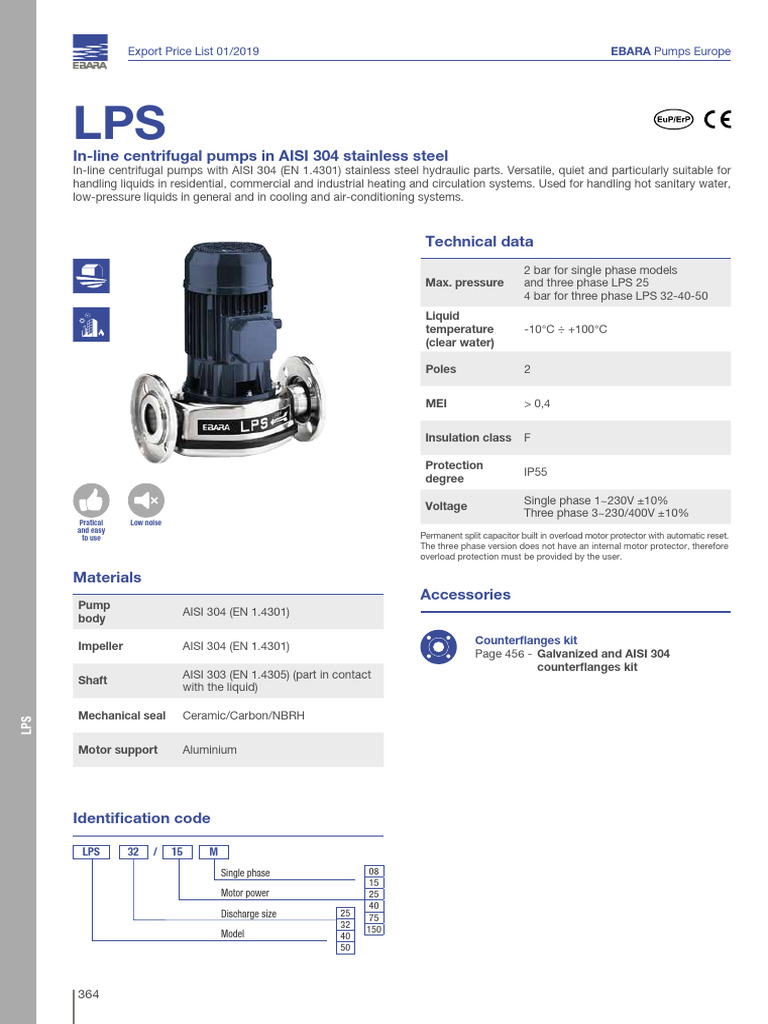 Data Sheet LPS 50 150 | PDF | Pump | Gases