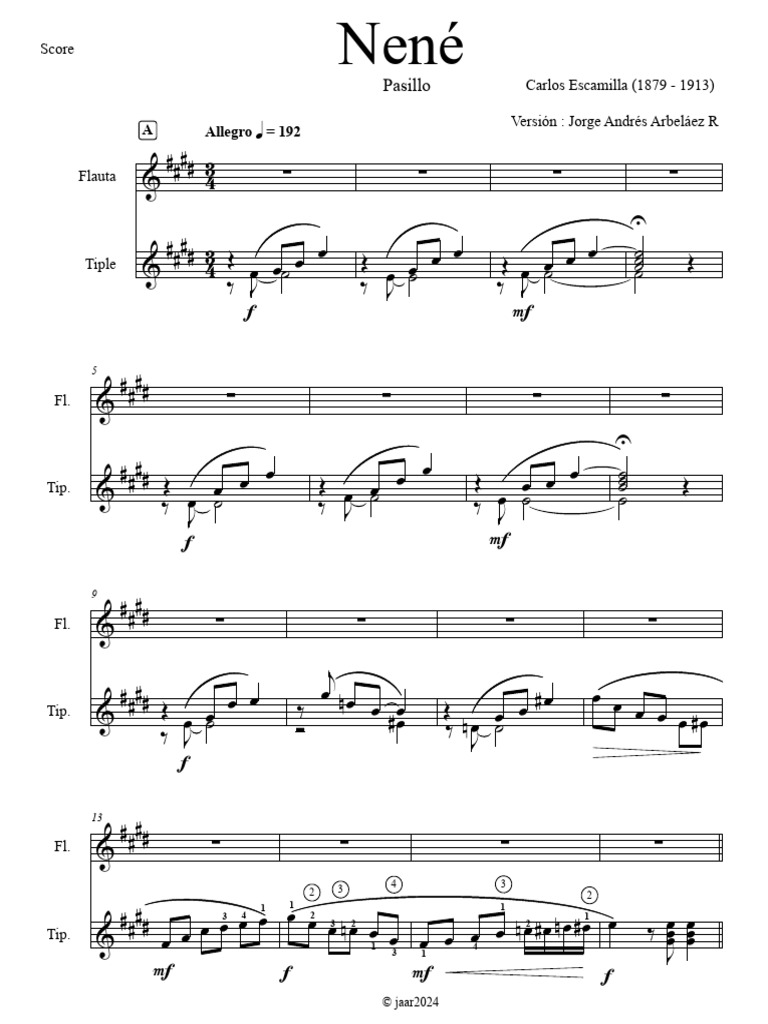 Nené Score | PDF