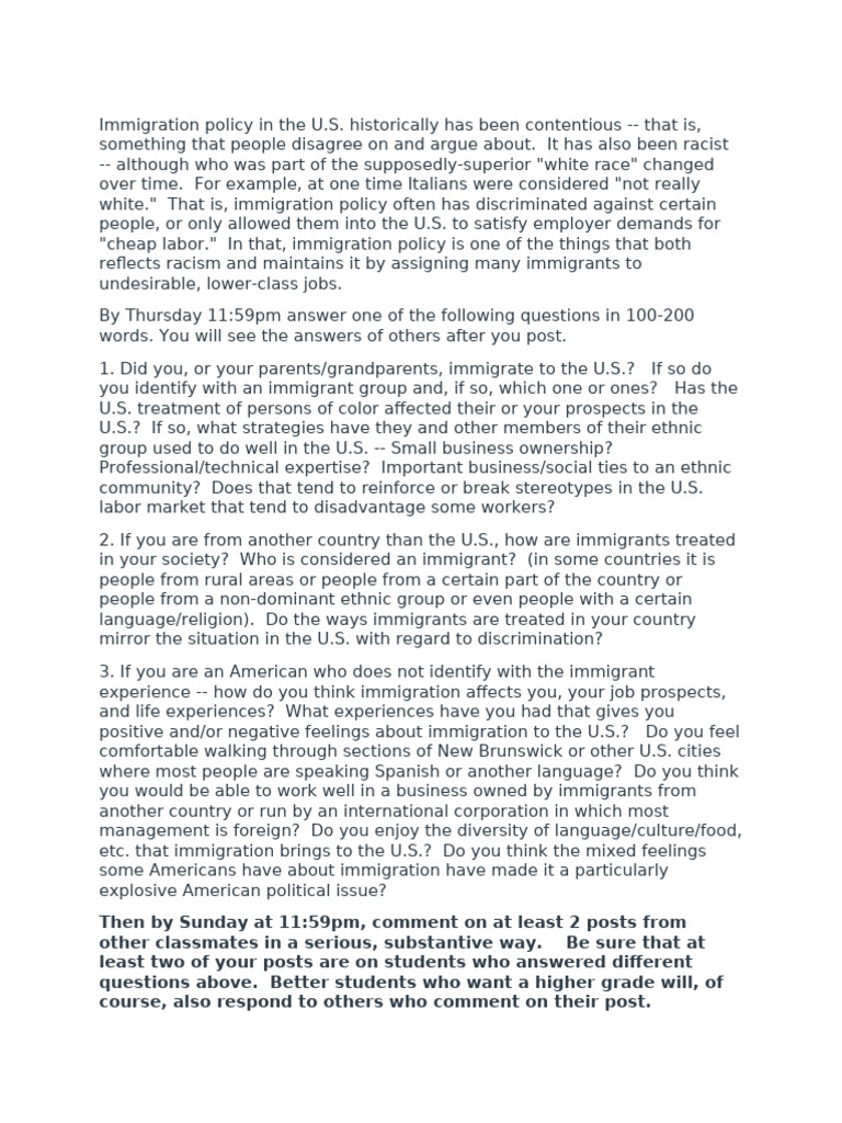 Immigration Policy Main Post | PDF | Immigration | Discrimination
