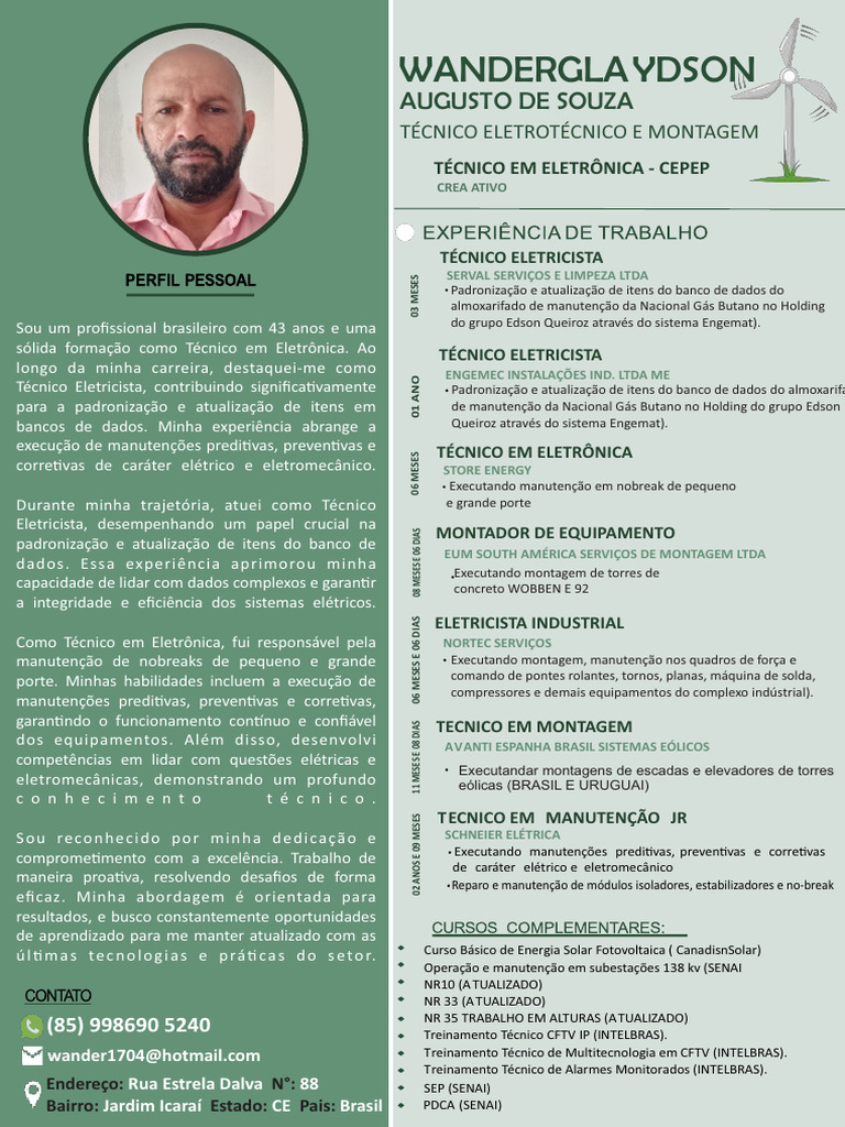 Curriculo Wander | PDF | Eletricista | Engenharia Elétrica