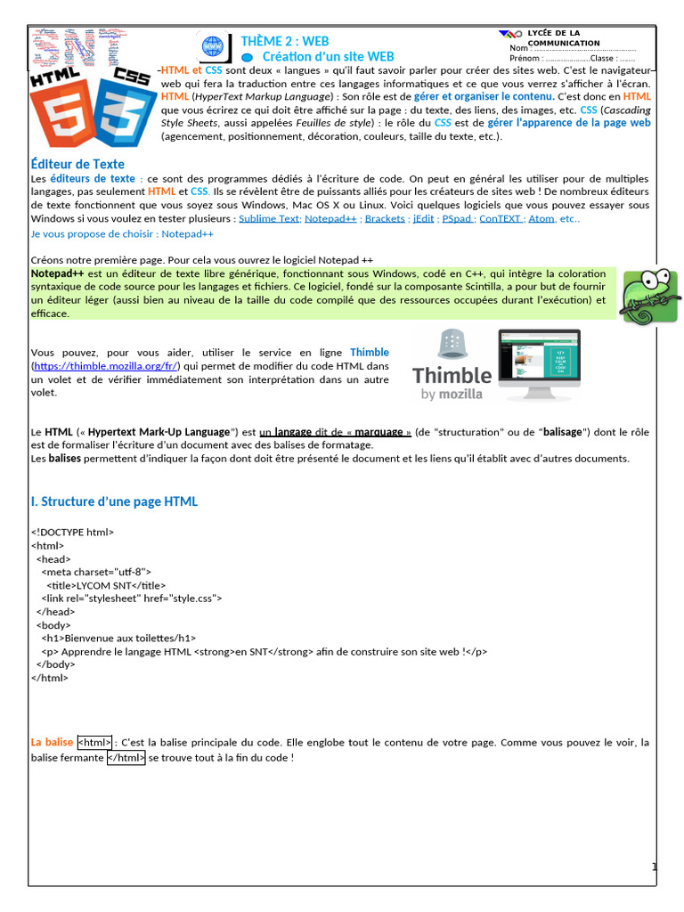 Création de sites web avec HTML et CSS | PDF | Langage de balisage ...