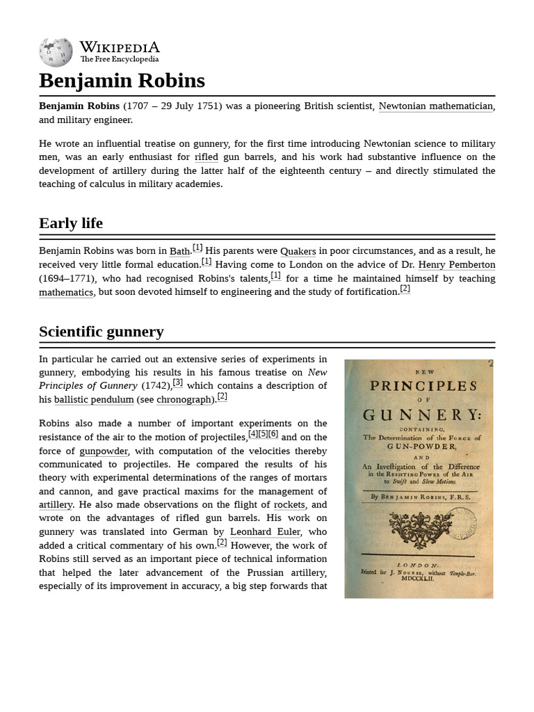 Benjamin_Robins | PDF | Ballistics | Science