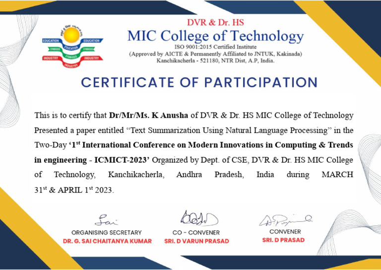 Certificates MIC 180 | PDF