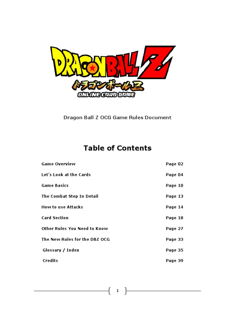 Dragon Ball Z OCG Game Rules Document | PDF | Dragon Ball | Leisure
