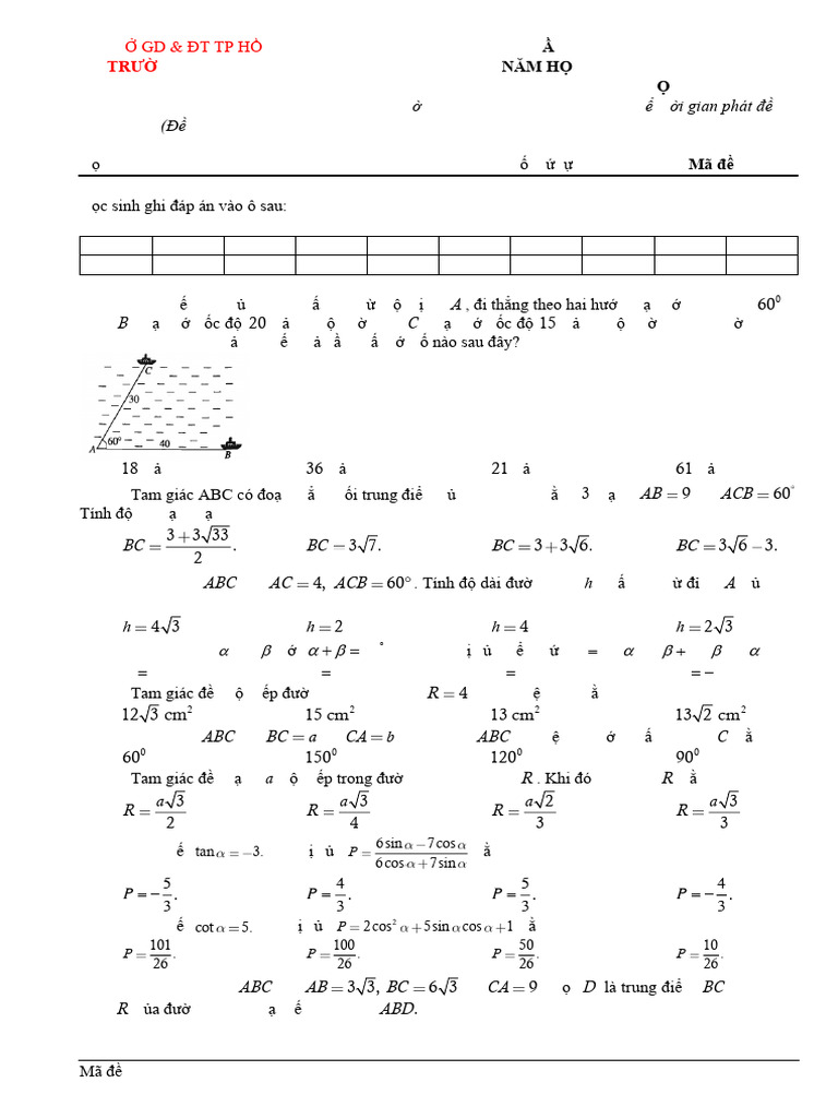 Kttx Hh Lớp 1o Hki Lần 1 2024-2025 Ma_de_101 | PDF