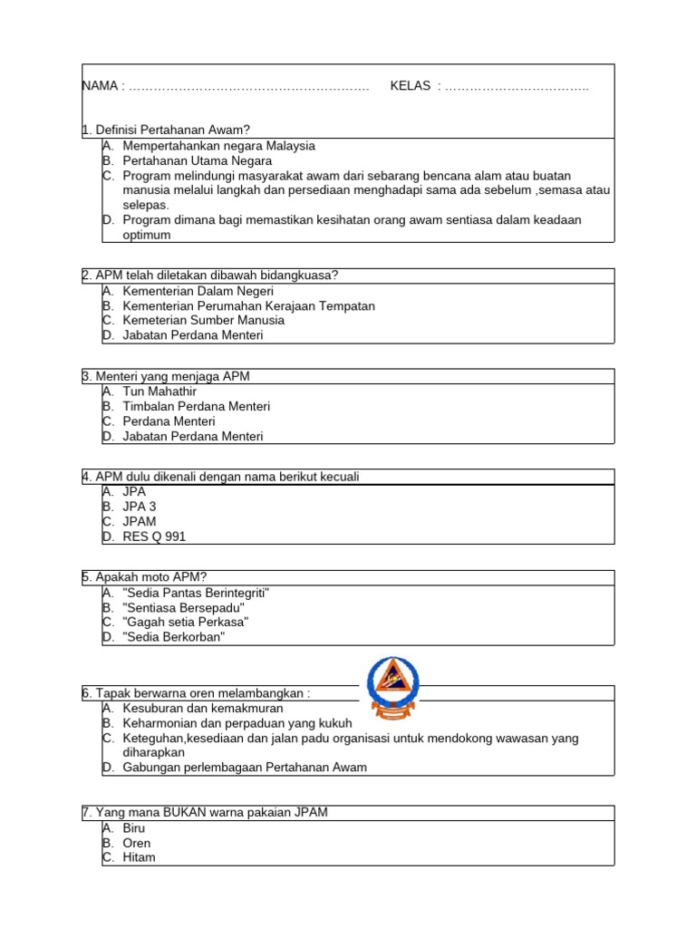 Kuiz Pengetahuan Am Kaspa | PDF