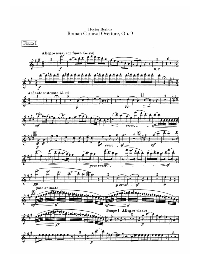 Berlioz RomanCarnivalOverture FL12Picc | PDF