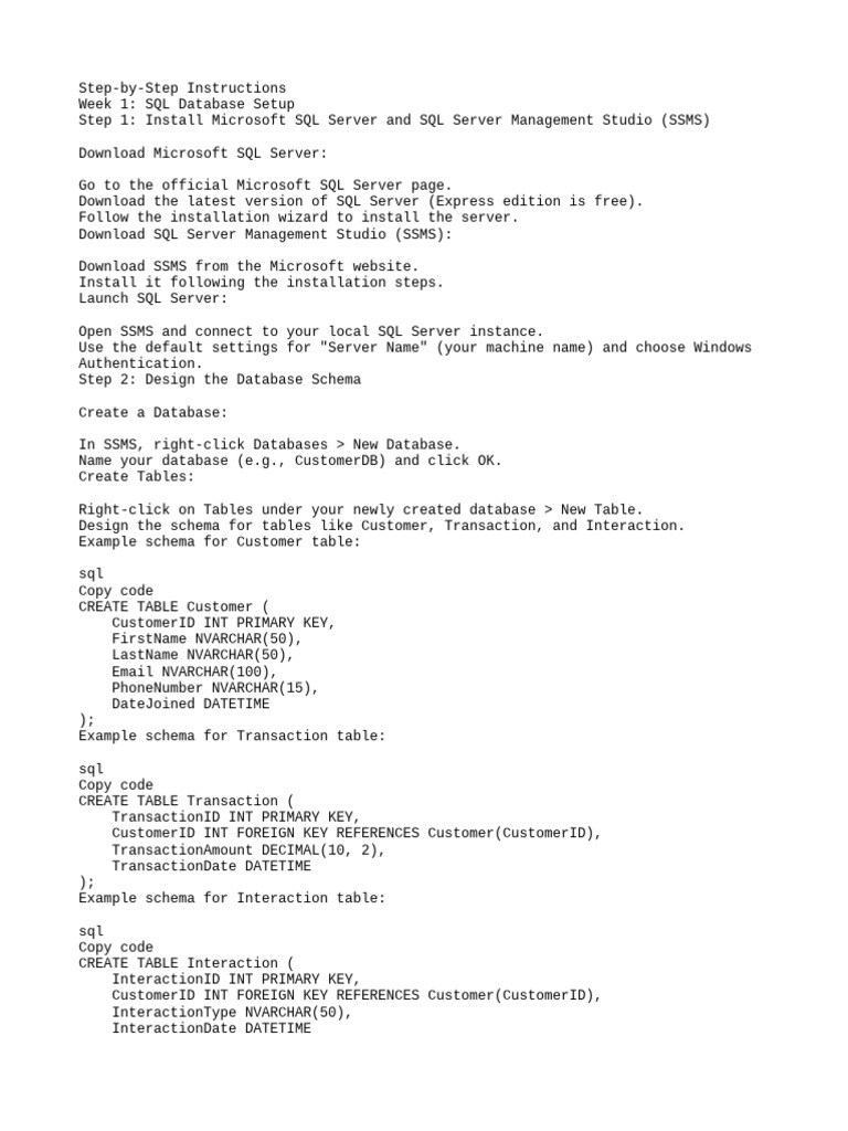 Step-by-Step Instructions | PDF | Microsoft Sql Server | Sql