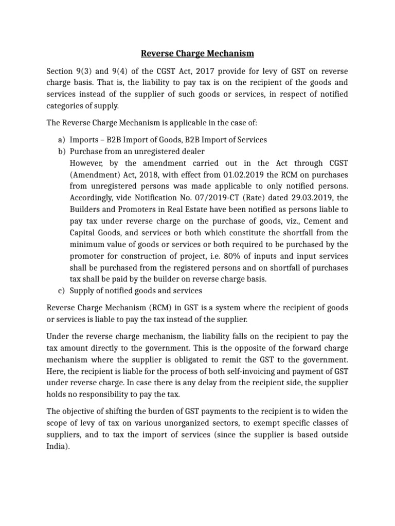 RCM Under GST | PDF | Taxes | Economies