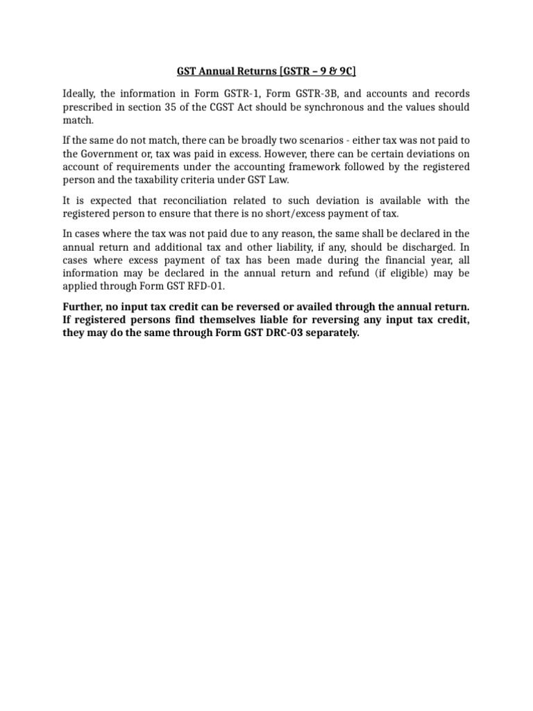 GST Annual Returns: GSTR-9 & 9C Guide | PDF