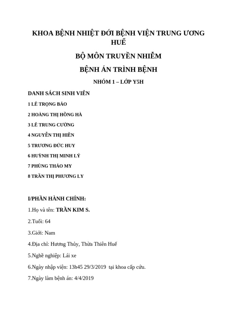 TRÌNH BỆNH VMNM- Y5H- NHÓM 1 | PDF