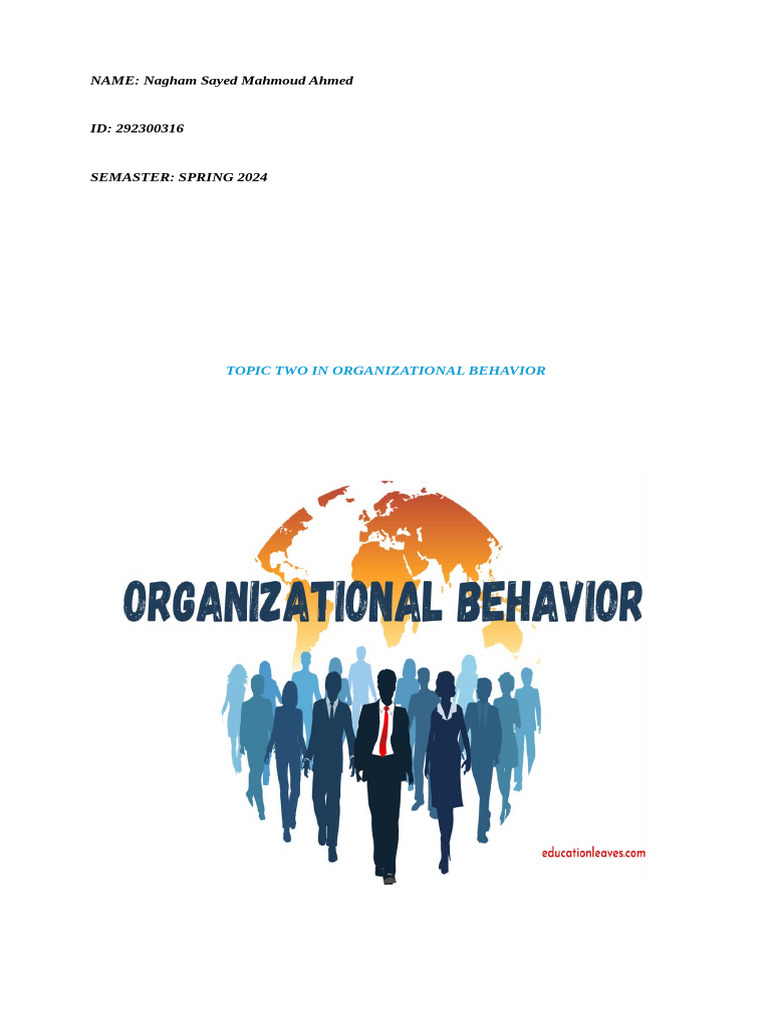 Assignment One Organizational Behavior | PDF