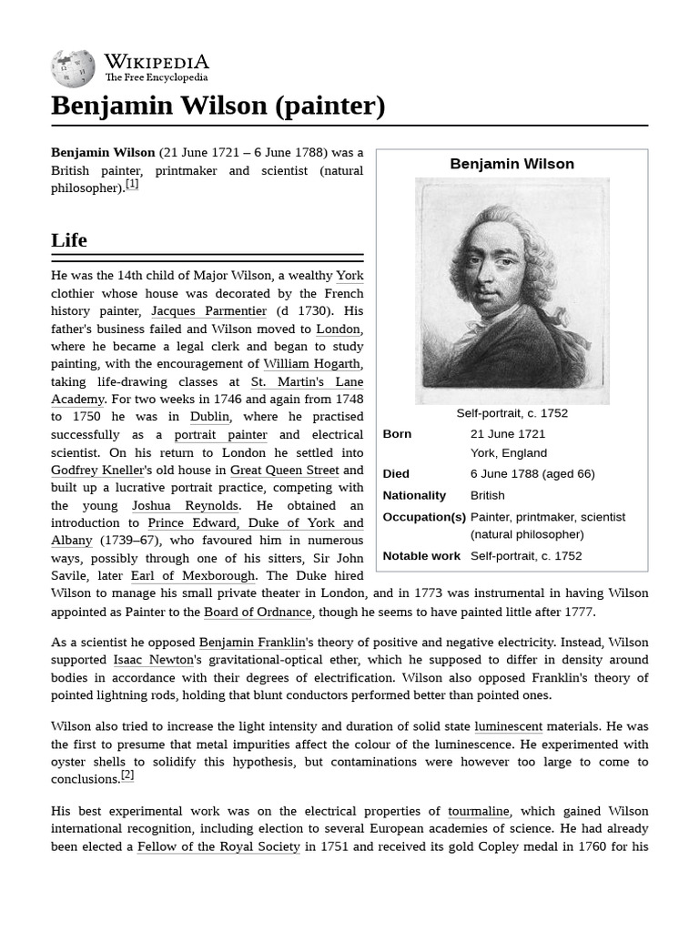 Benjamin Wilson (Painter) | PDF