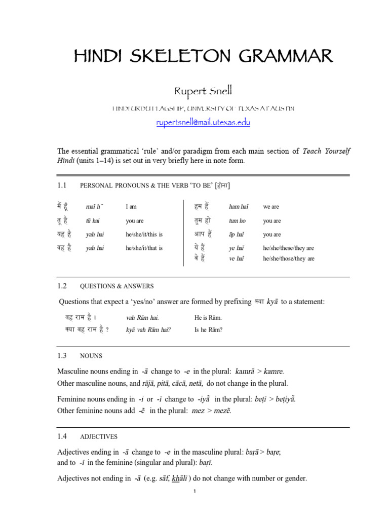 Skeleton Grammar | PDF | Grammatical Gender | Verb