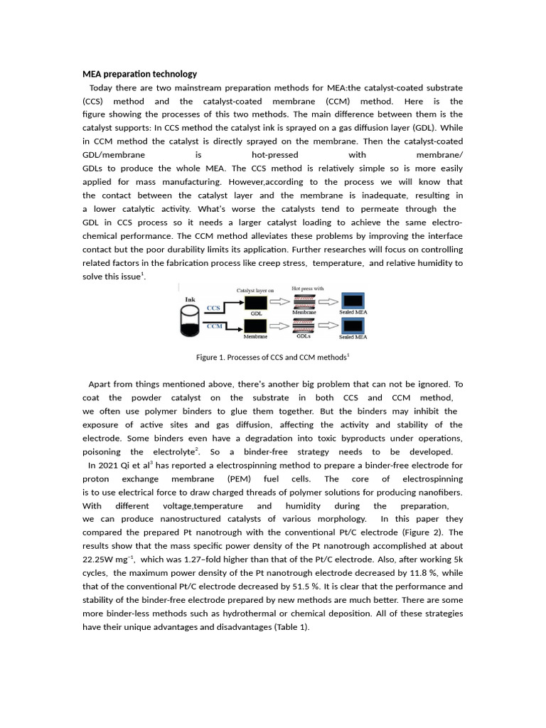 MEA Preparation: CCS vs. CCM Methods | PDF | Applied And ...