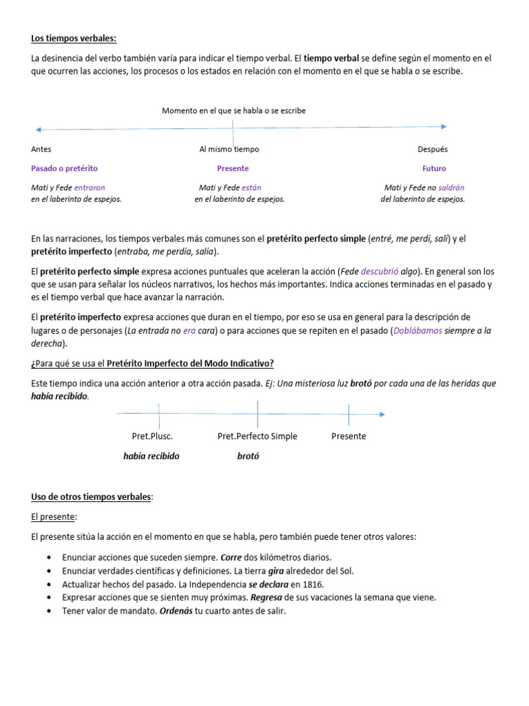 Uso de Los Tiempos Verbales | PDF | Verbo | Relaciones sintácticas