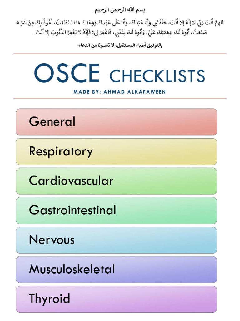 Modified OSCE physical checklists | PDF | Pulse | Abdomen