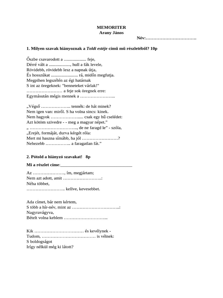 Arany Memoriter | PDF