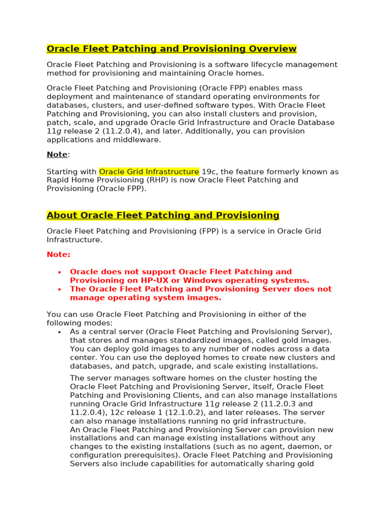 Oracle Fleet Patching and Provisioning | PDF | Computer Cluster | Databases