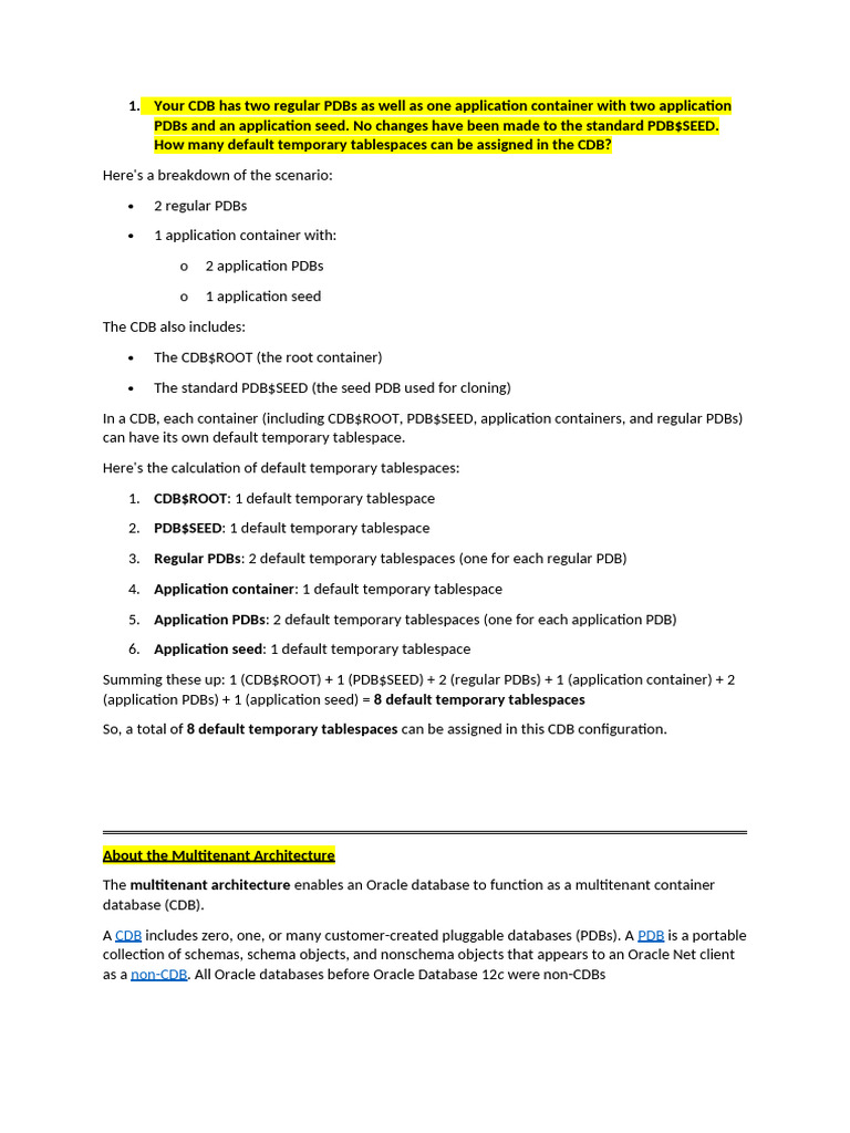 Oracle 19c Multitenant Setup Overview | PDF