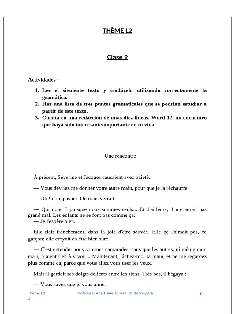 THÈME L2-Clase 9 | PDF