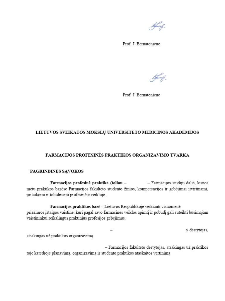 FF Profesines Praktikos Tvarkos Aprasas | PDF